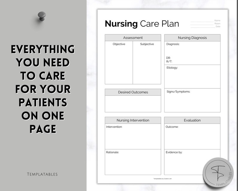 Nursing Care Plan Template Printable Nursing Notes - Etsy UK