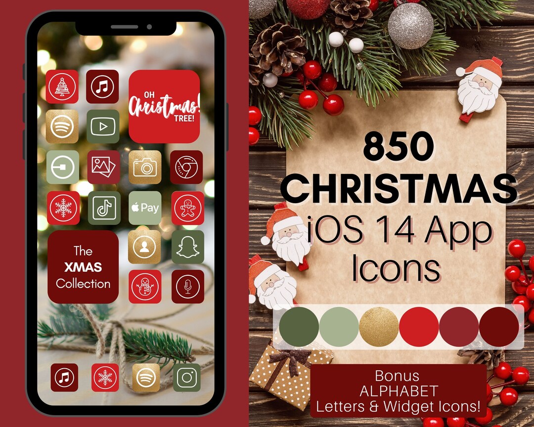 App Icon BUNDLE! 850 CHRISTMAS Ios 14 App Icons! Festive Xmas, 850 Home ...