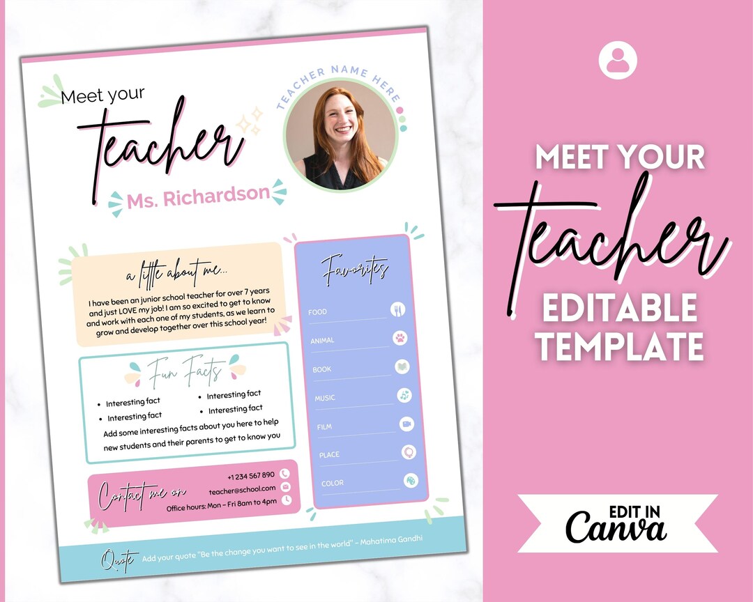 EDITABLE Meet the Teacher Template, Meet Your Teacher Introduction ...