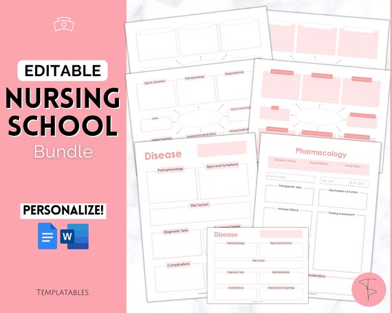Nursing Notes Bundle EDITABLE Nurse Student Study Guide - Etsy