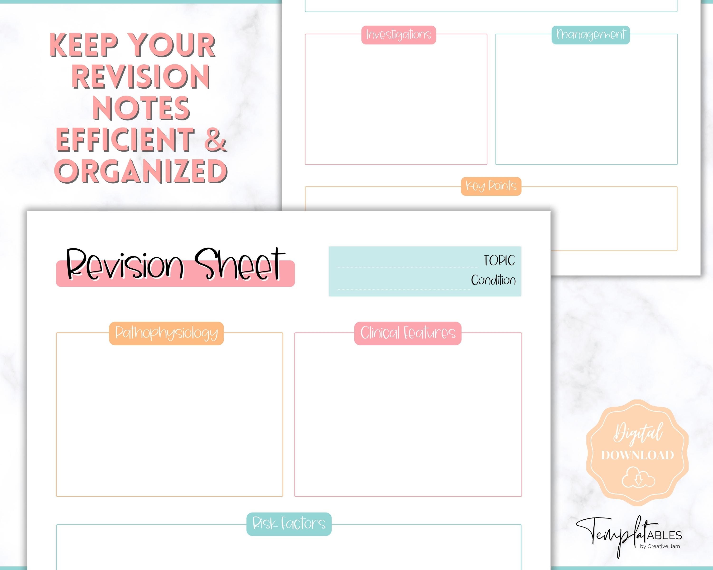 Nursing Revision Sheets, Medical School, Medicine & Nursing Students ...