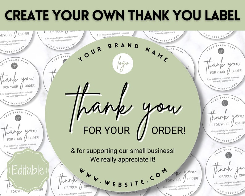 EDITABLE Thank You Sticker Digital Thank You Label Template - Etsy