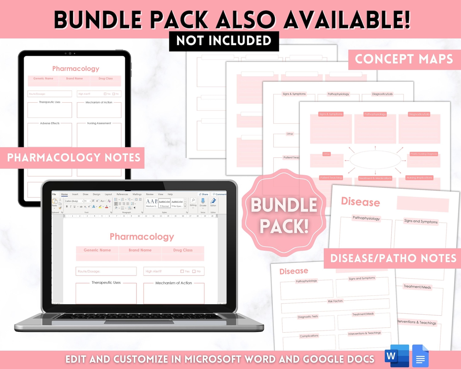 EDITABLE Nursing Concept Map Template Nursing School Notes - Etsy