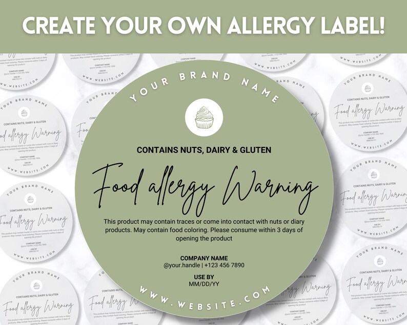 EDITABLE Allergy Label Template, Allergen Label, Allergy Information ...