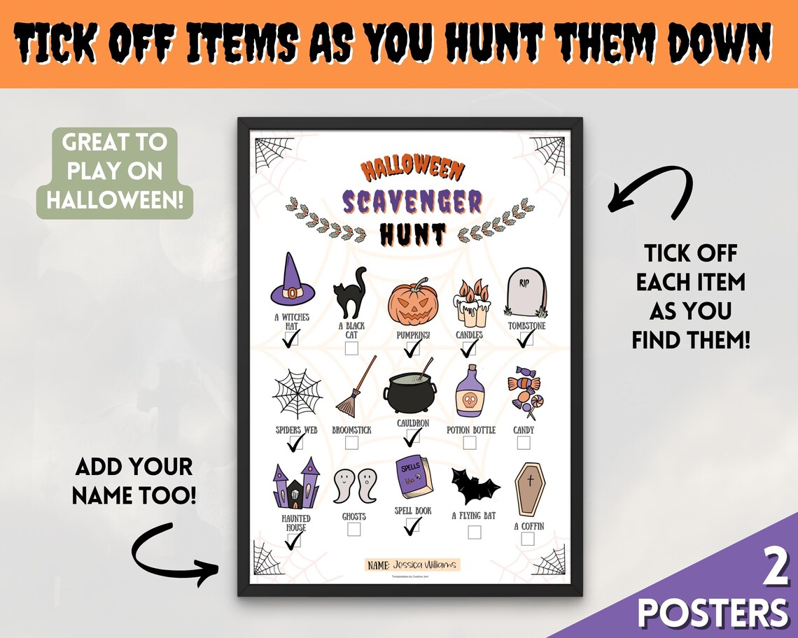 Kids Halloween Scavenger Hunt, Printable Party Game, Halloween ...