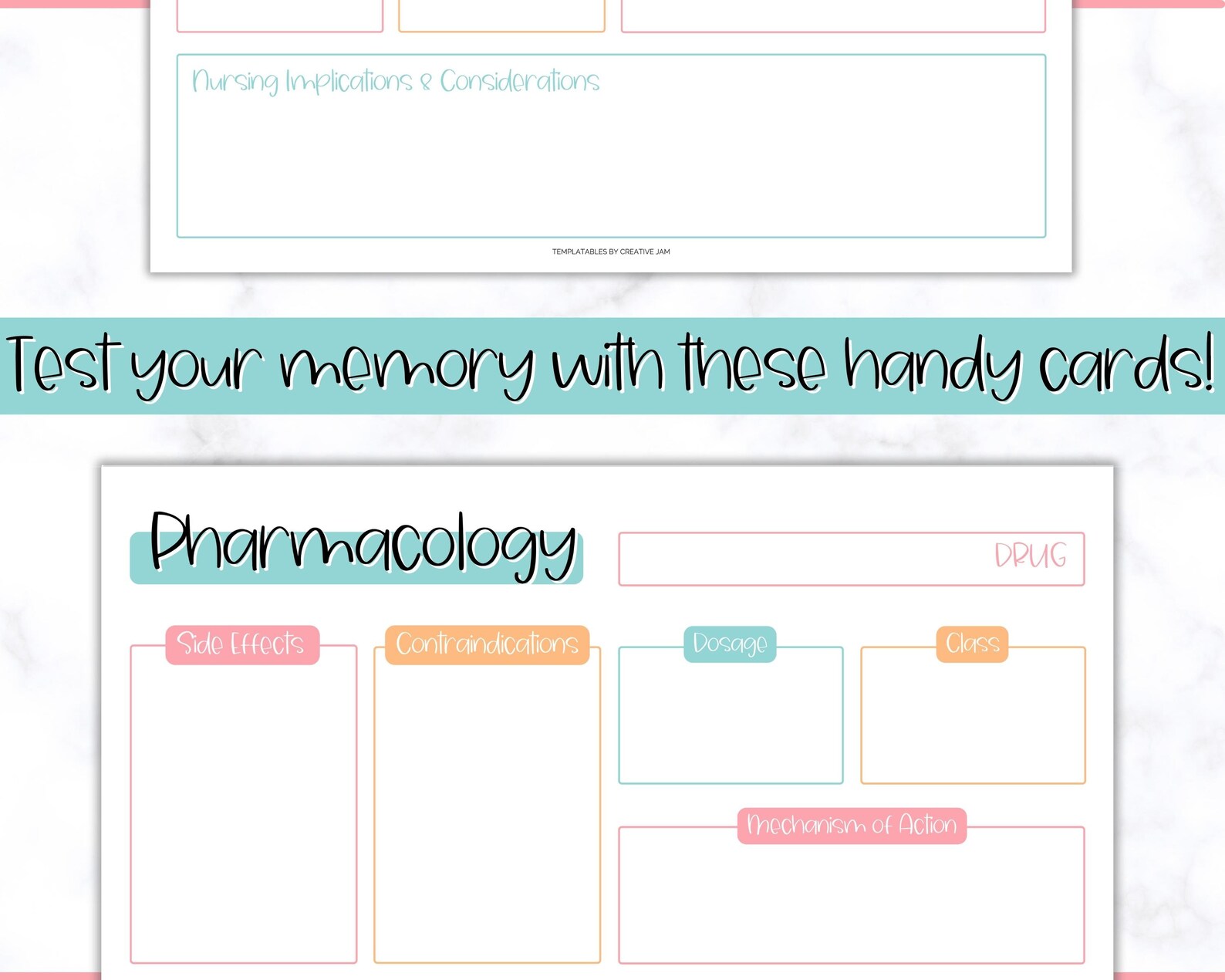 Drug Card Template, Nursing Pharmacology Printable, Nursing Notes ...