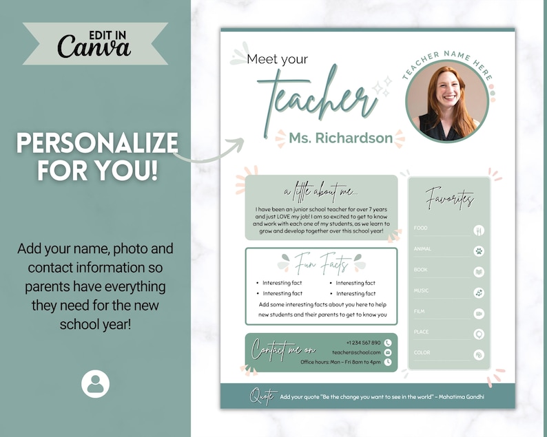 EDITABLE Meet the Teacher Template Meet Your Teacher - Etsy