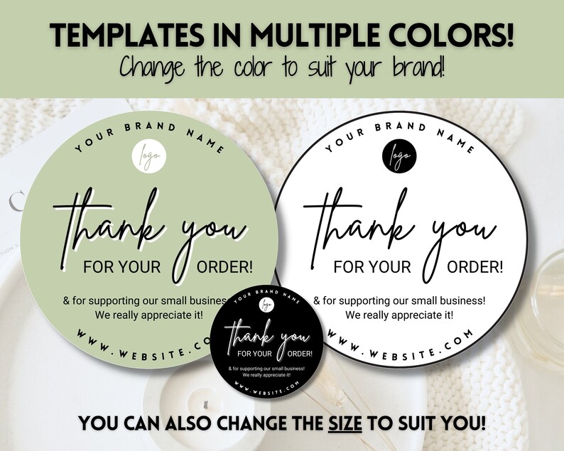 EDITABLE Thank You Sticker Digital Thank You Label Template - Etsy