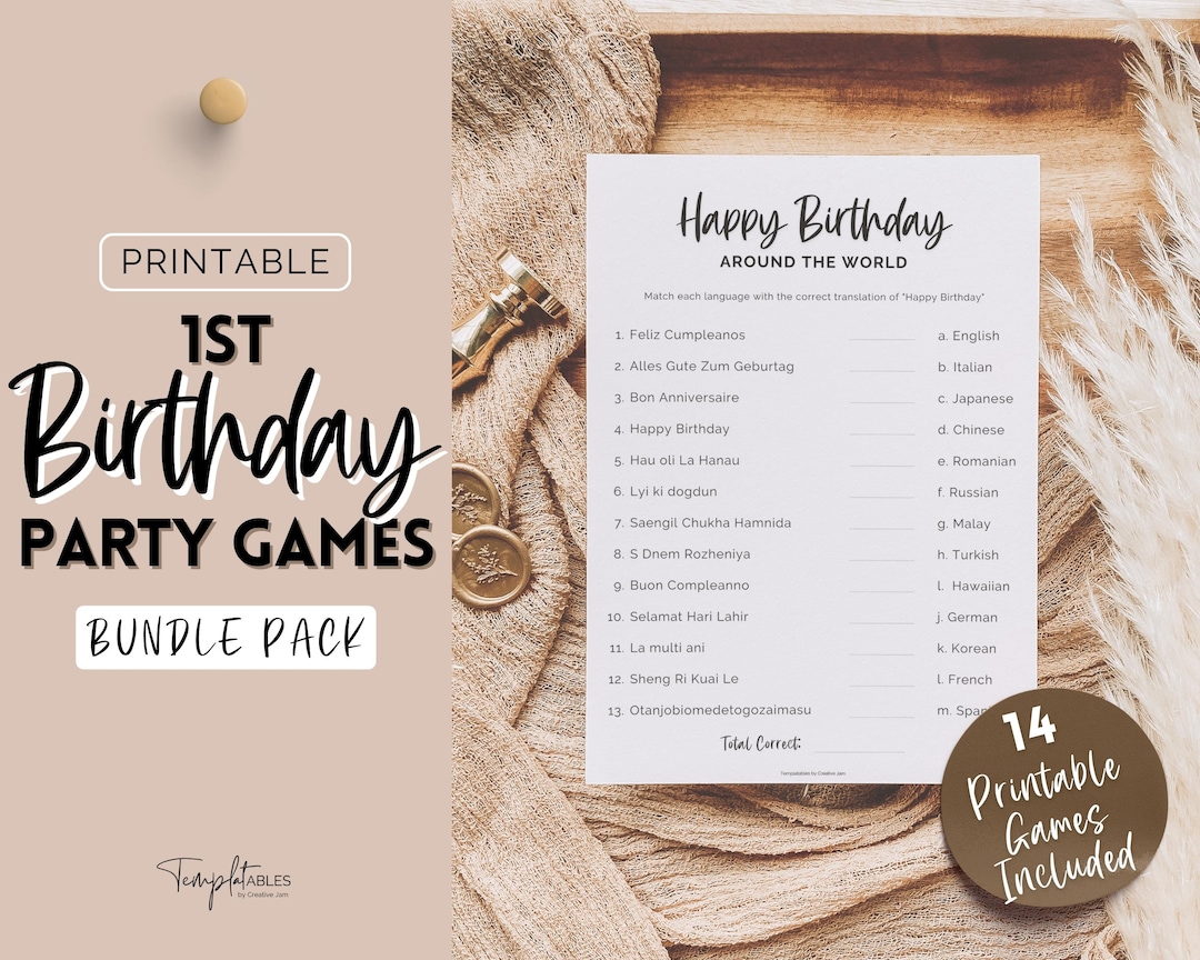 First Birthday Games, Printable BUNDLE of 14 Party Games for Baby’s 1st ...