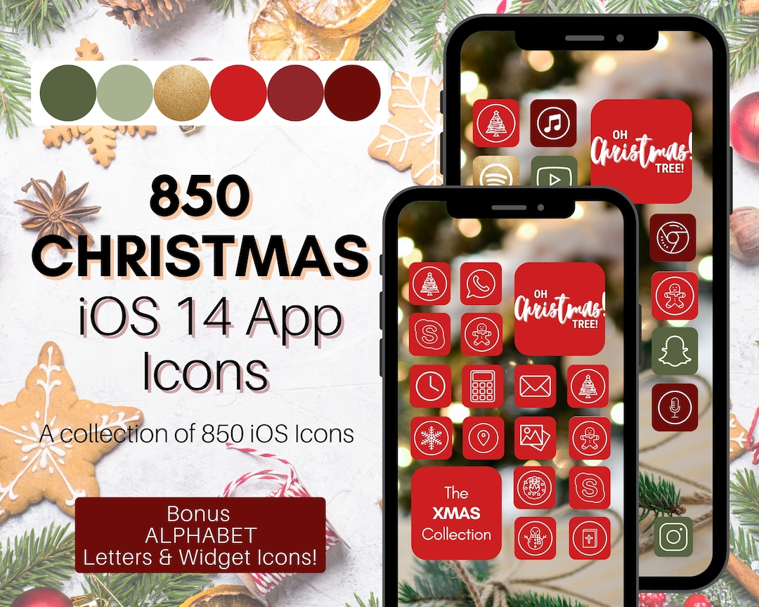 Christmas Theme Ios 14 App Icons, 850 Festive Xmas iPhone App Icons ...