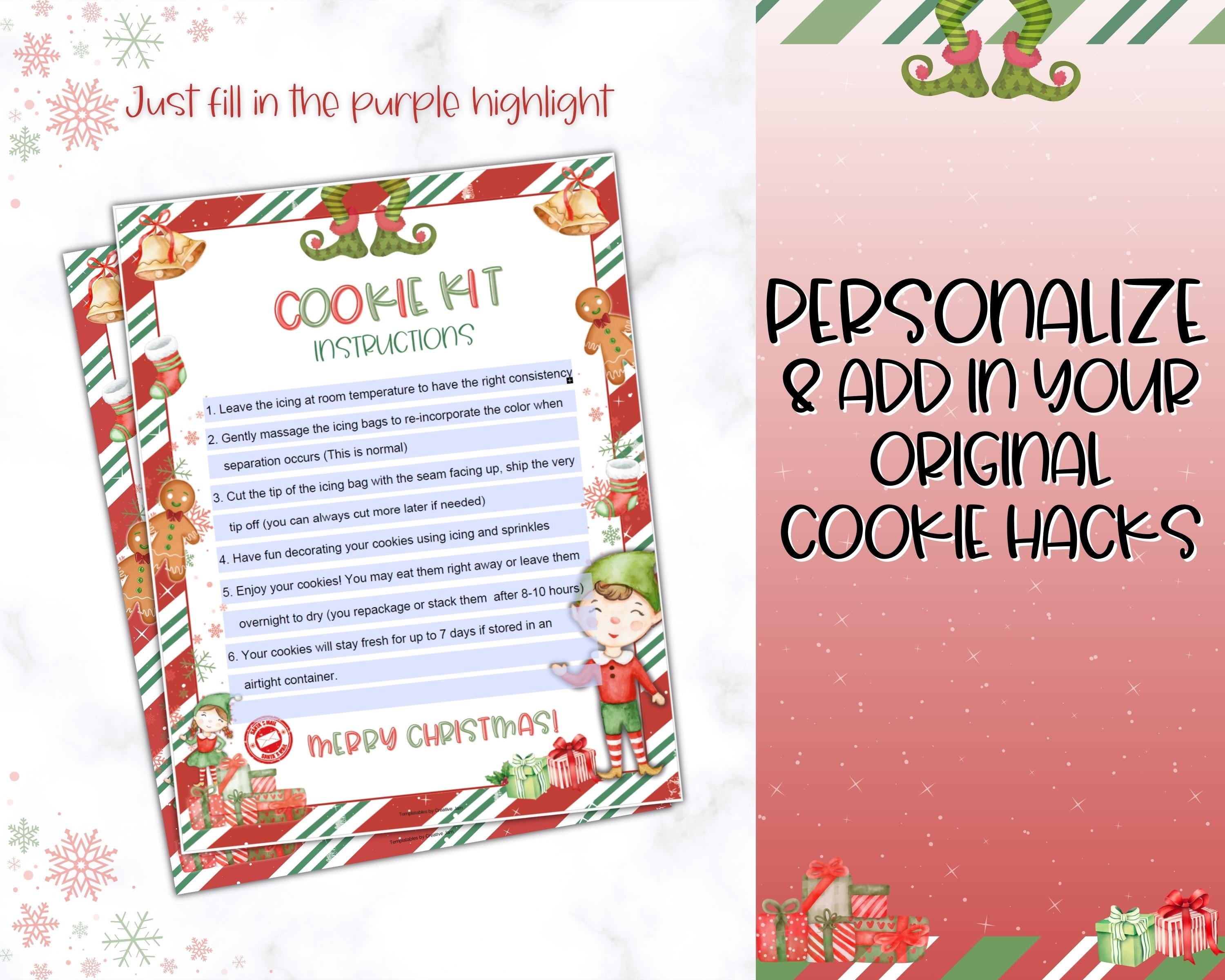 Christmas DIY Cookie Kit Instructions Card, EDITABLE Cookie ...