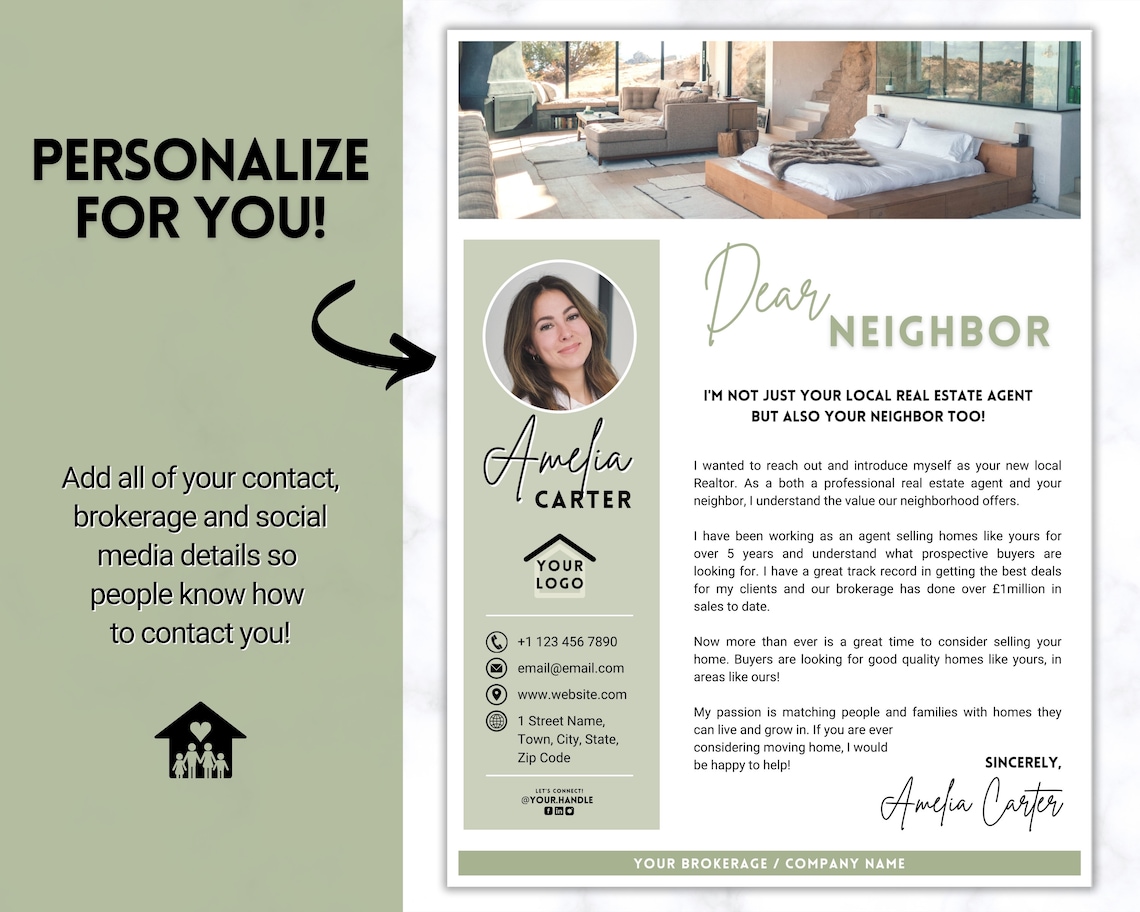Realtor Introduction Letter Real Estate Agent Template New - Etsy