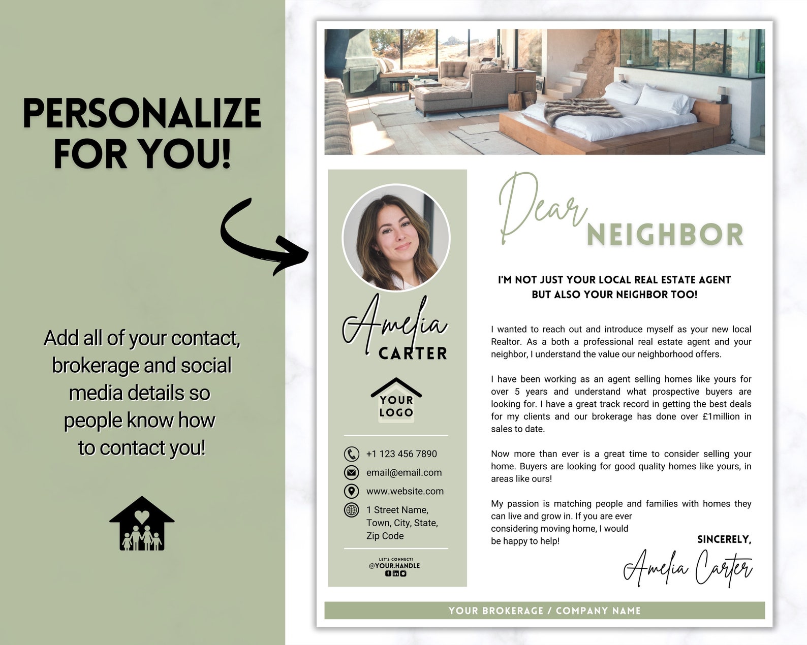 Real Estate Agent Letter Realtor Introduction Template New - Etsy