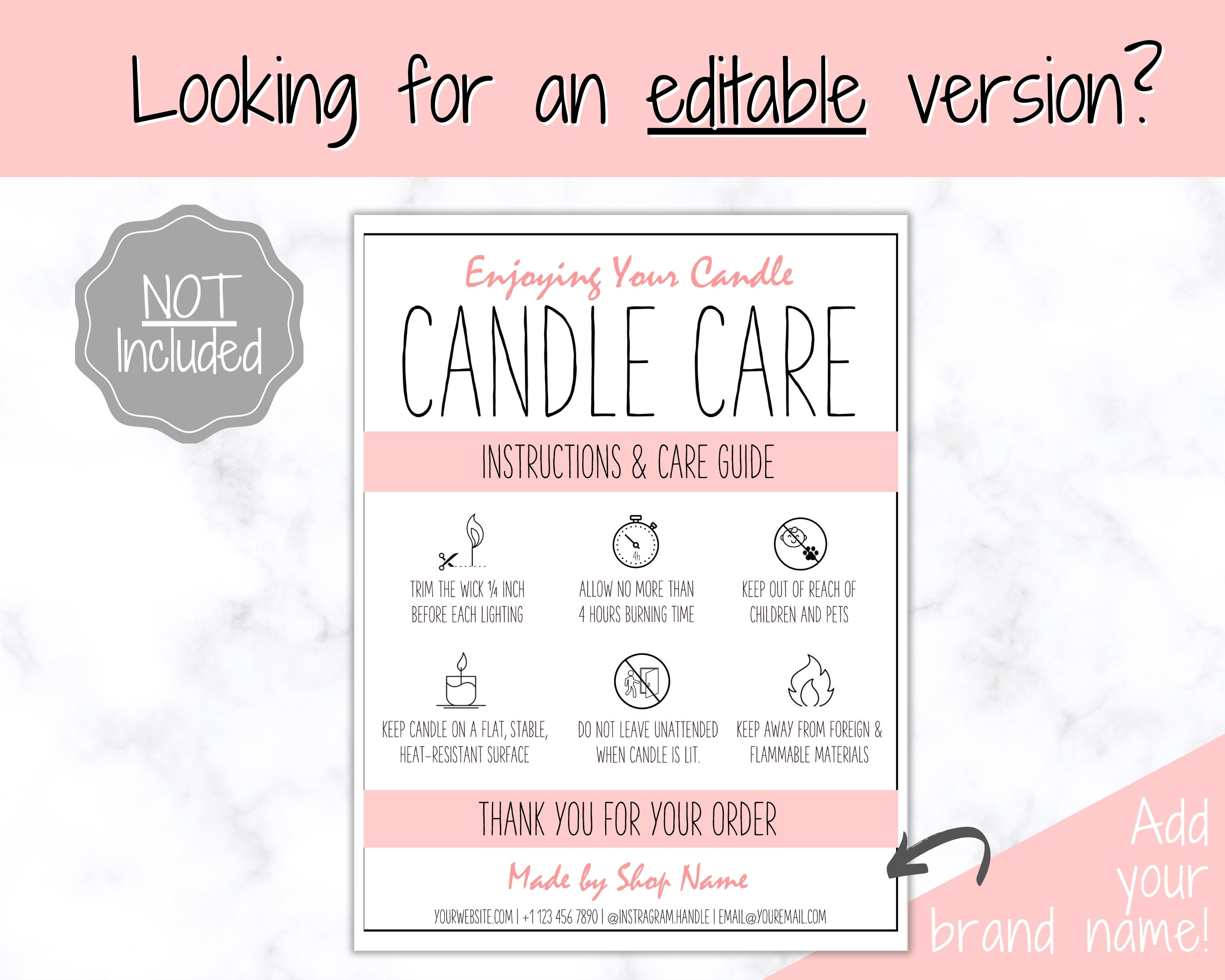 Candle Care Card Printable Candle Care Guide Candle Safety | Etsy