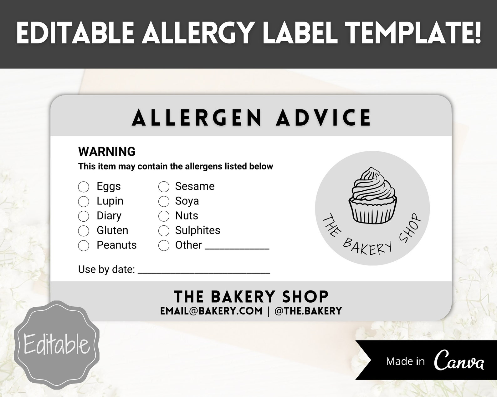 Allergen Label Template Editable Allergy Label Allergy - Etsy New Zealand