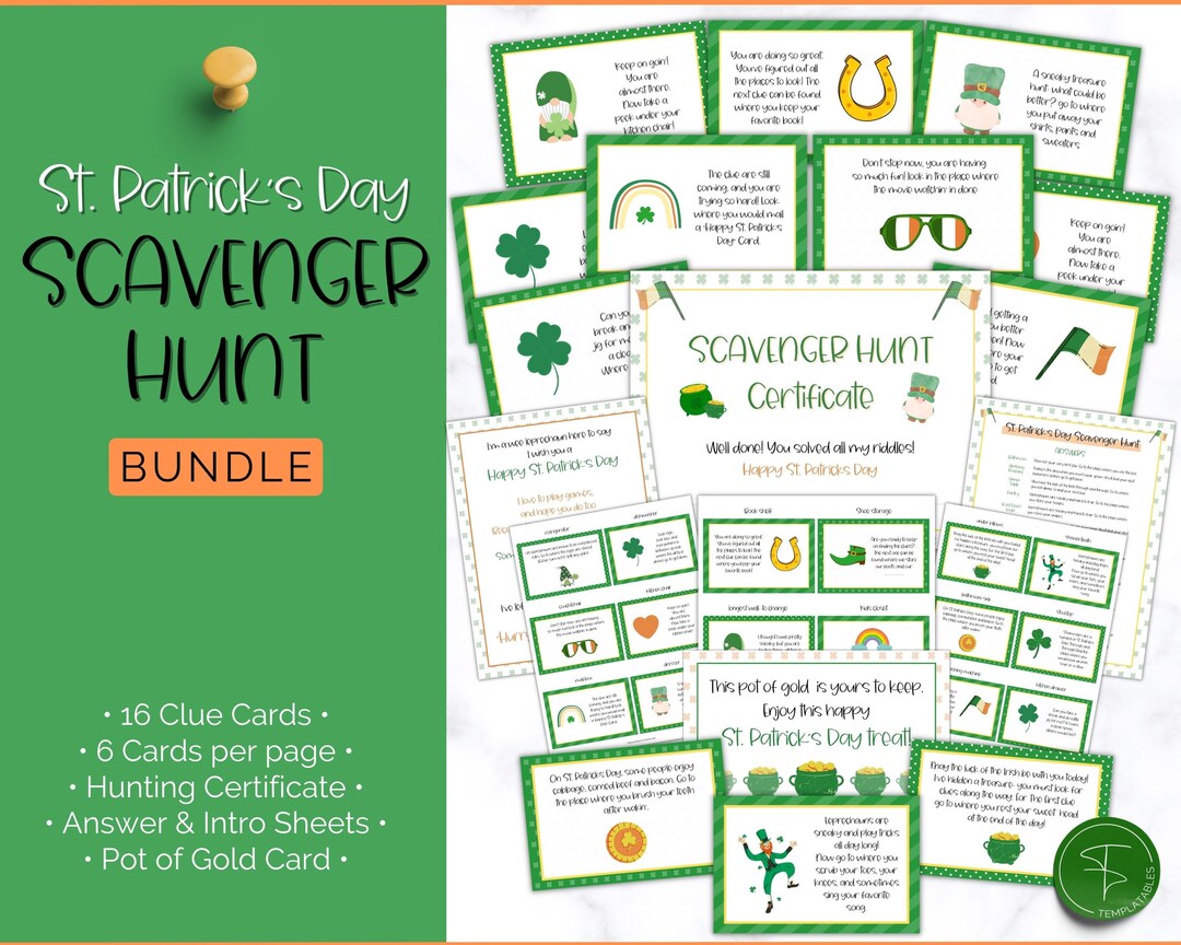 St Patricks Day Scavenger Hunt KIT, Kids St Patricks Day Game ...
