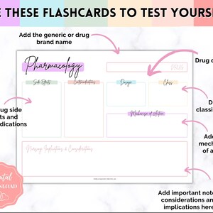 Pharmacology Drug Card Template, Nursing Printable, Nursing Notes ...