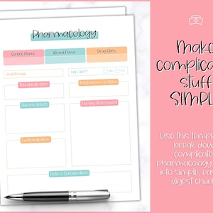 Pharmacology Nursing Template, Printable Nursing Notes, Nursing School ...