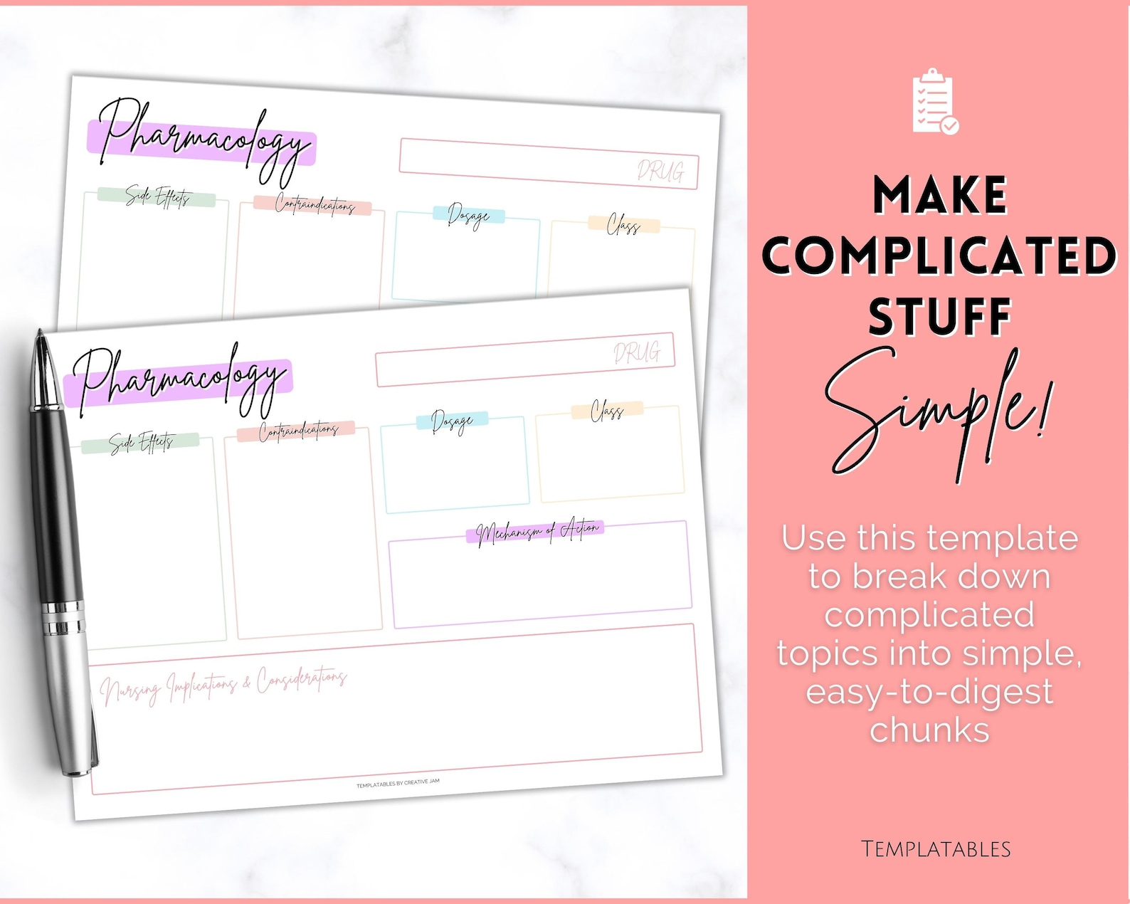 Pharmacology Drug Card Template, Nursing Printable, Nursing Notes ...