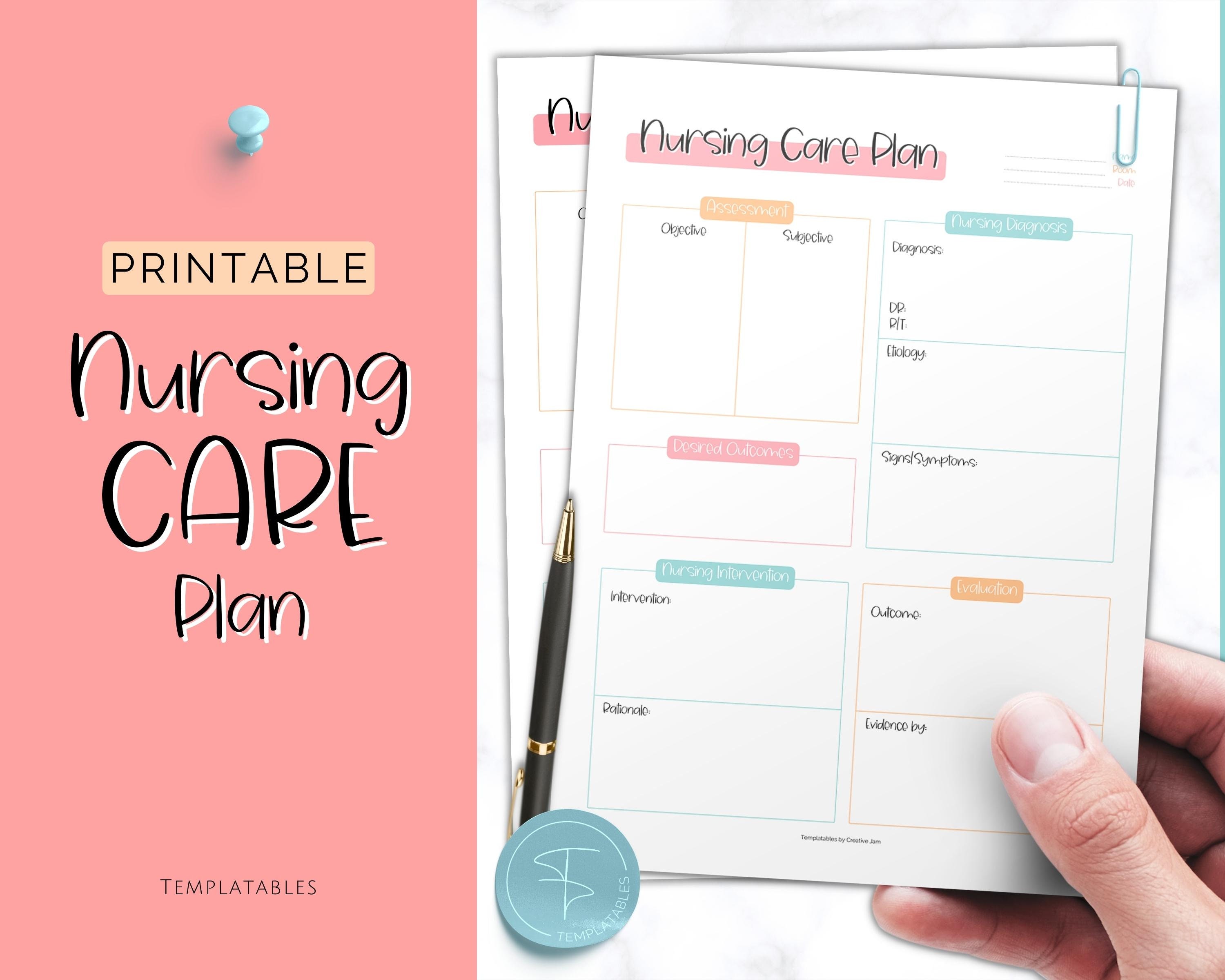 Nursing Care Plan Template Printable Nursing Notes - Etsy UK