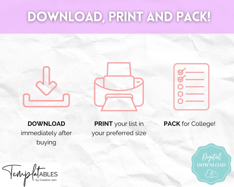 College Packing List Printable, Back to School, Packing Checklist ...