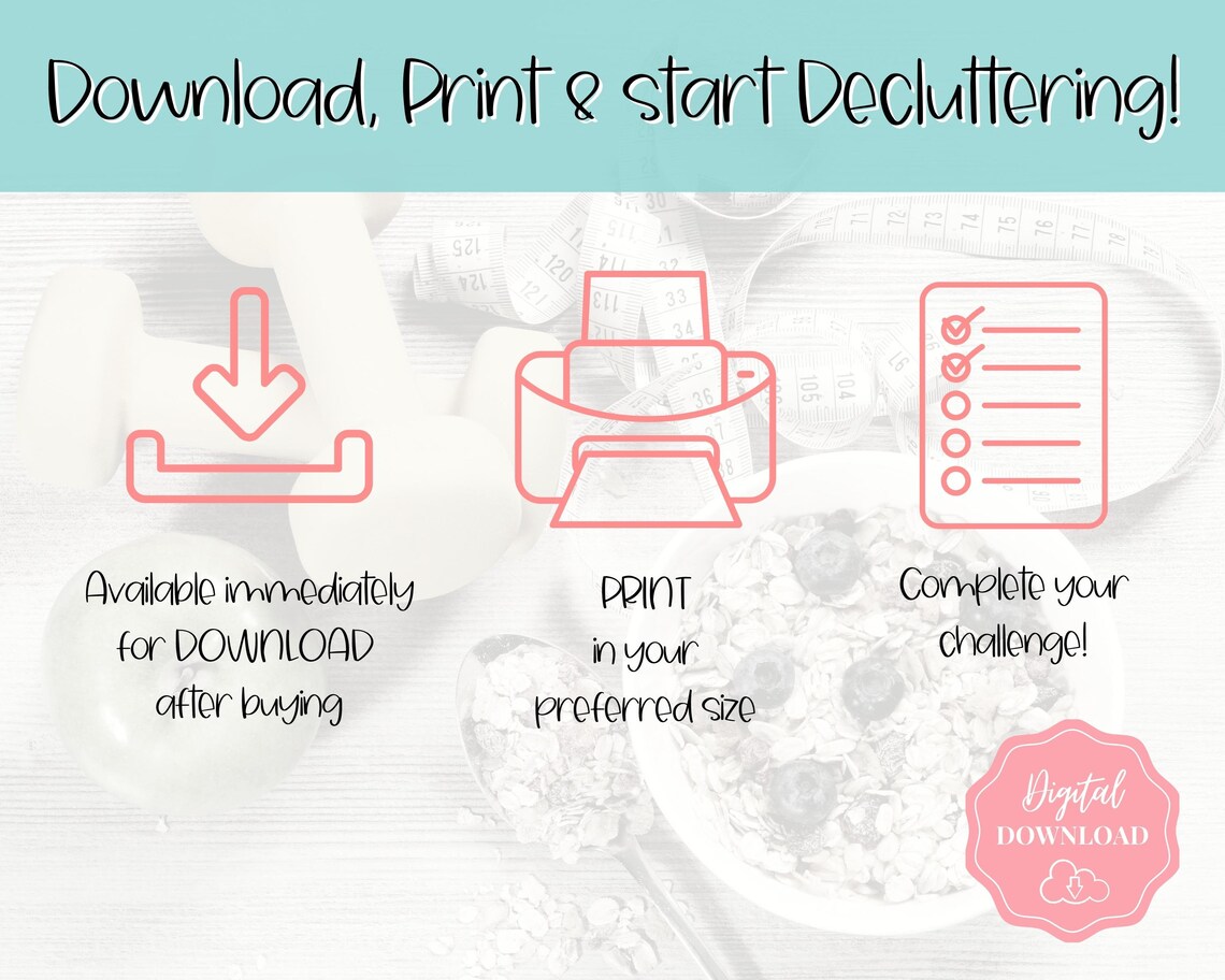 30 Day Declutter Challenge Printable, Cleaning Planner Schedule, De ...