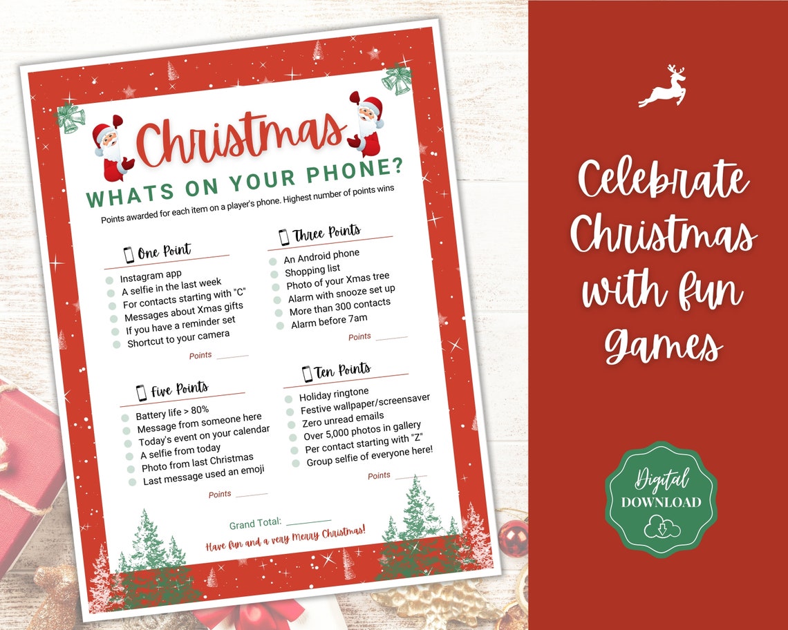 Christmas Whats on Your Phone Game Holiday Game Printables | Etsy