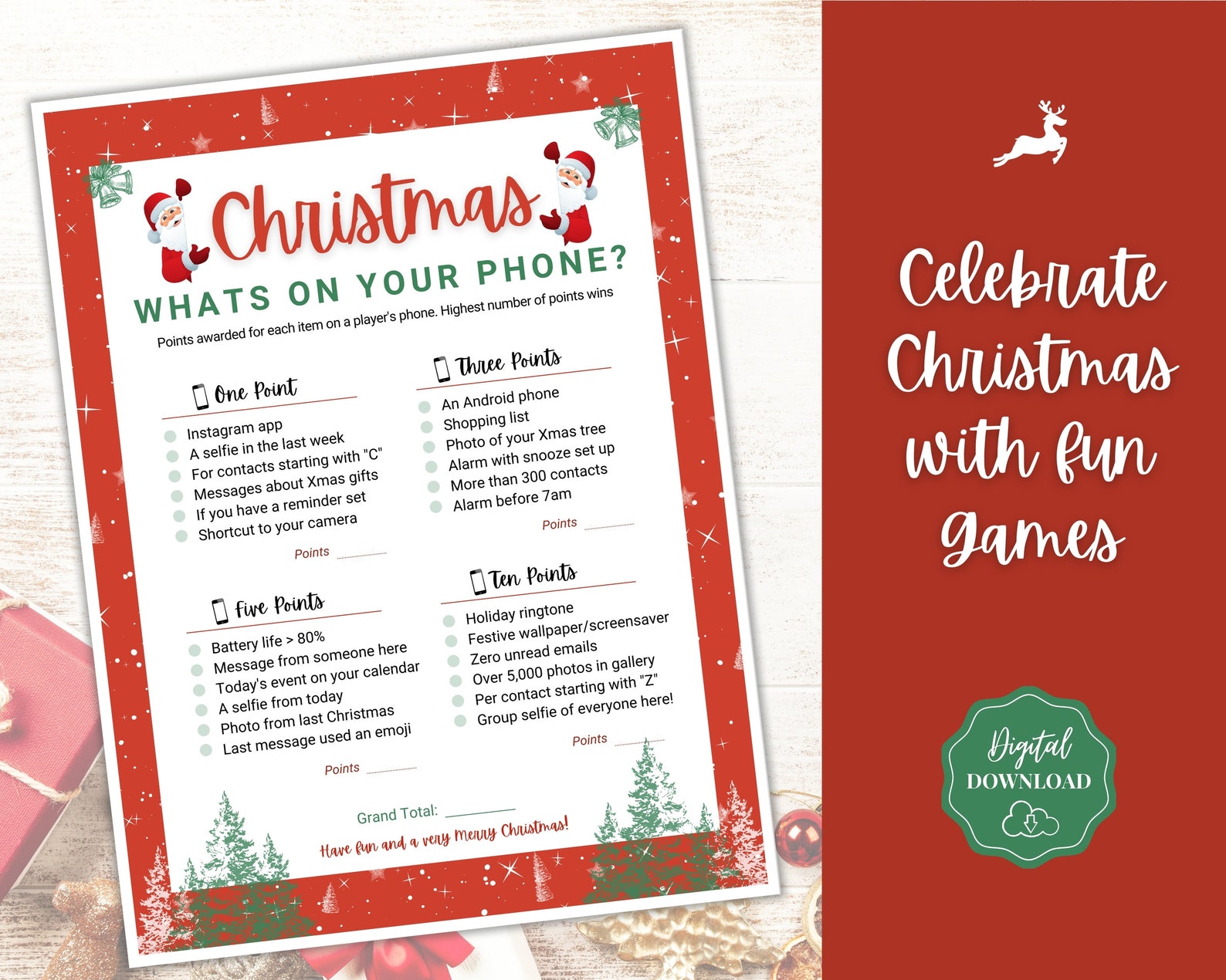 Christmas Whats on Your Phone Game Holiday Game Printables | Etsy