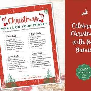 Christmas Whats on Your Phone Game! Holiday Game Printables, Xmas Party ...
