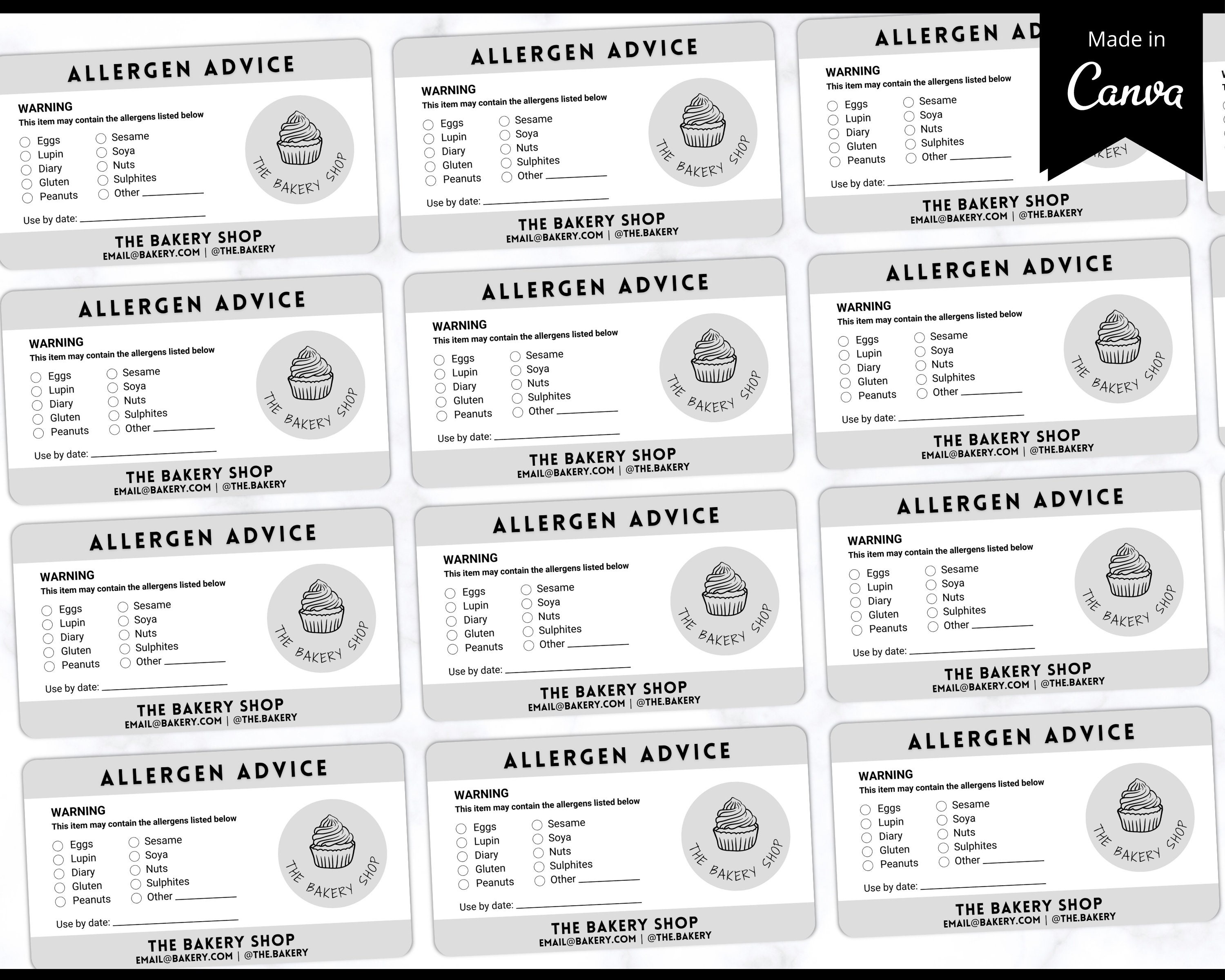 Allergen Label Template Editable Allergy Label Allergy - Etsy UK