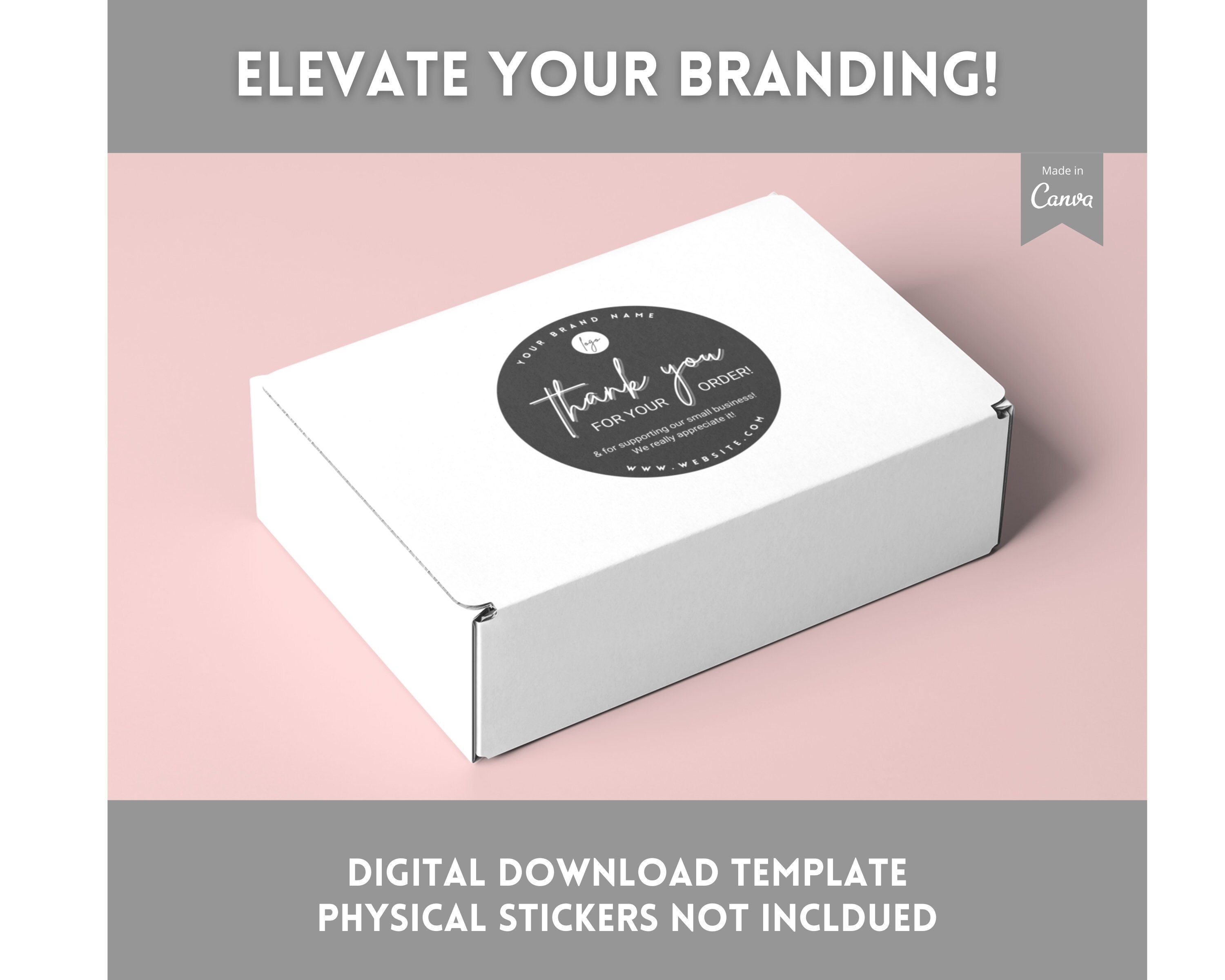 EDITABLE Thank You Sticker Digital Thank You Label Template - Etsy