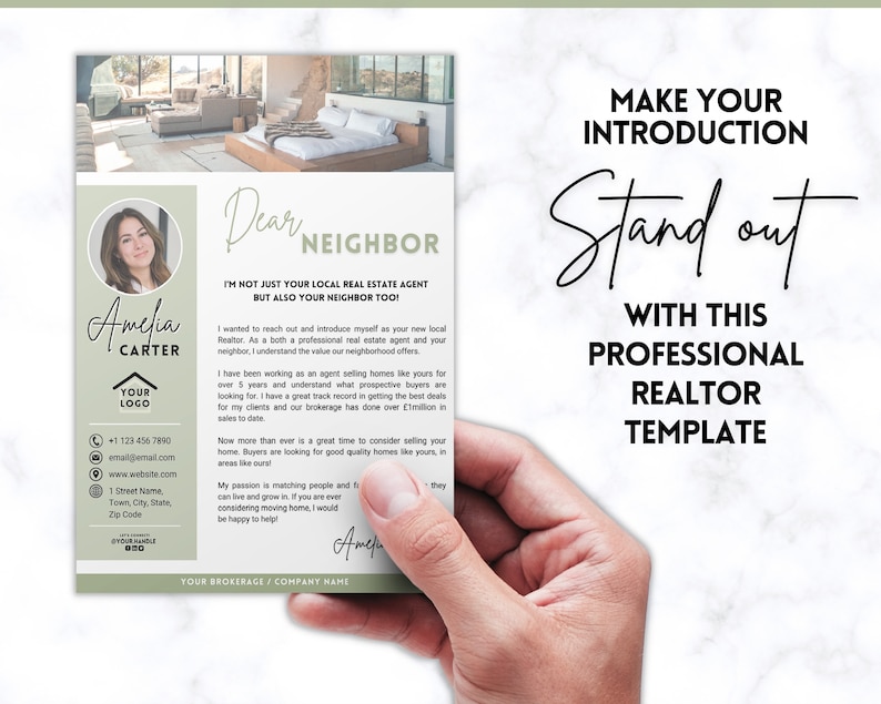 Realtor Introduction Letter Real Estate Agent Template New - Etsy
