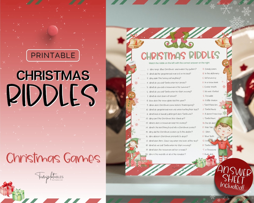 Christmas Riddles Game! Printable Holiday Trivia, Xmas Party Game, Fun ...