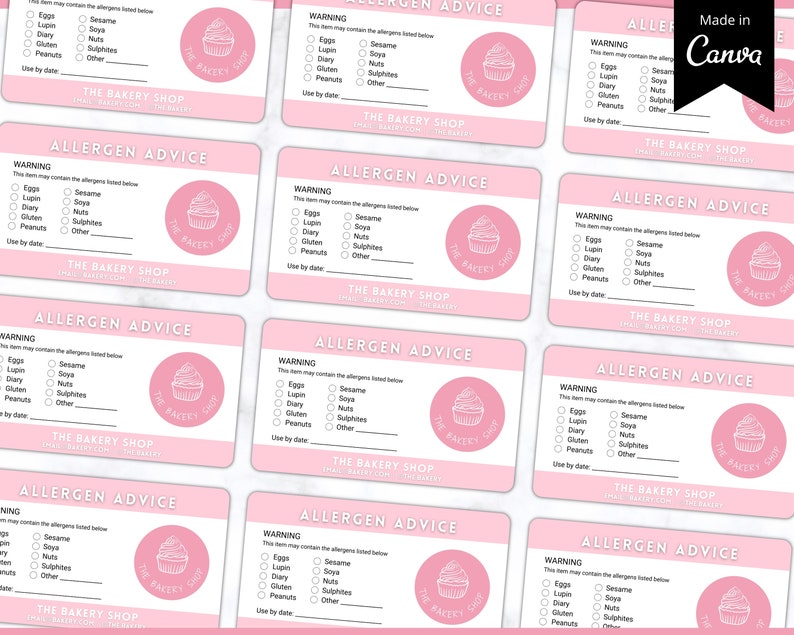 Allergen Label Template, Editable Allergy Label, Allergy Information ...