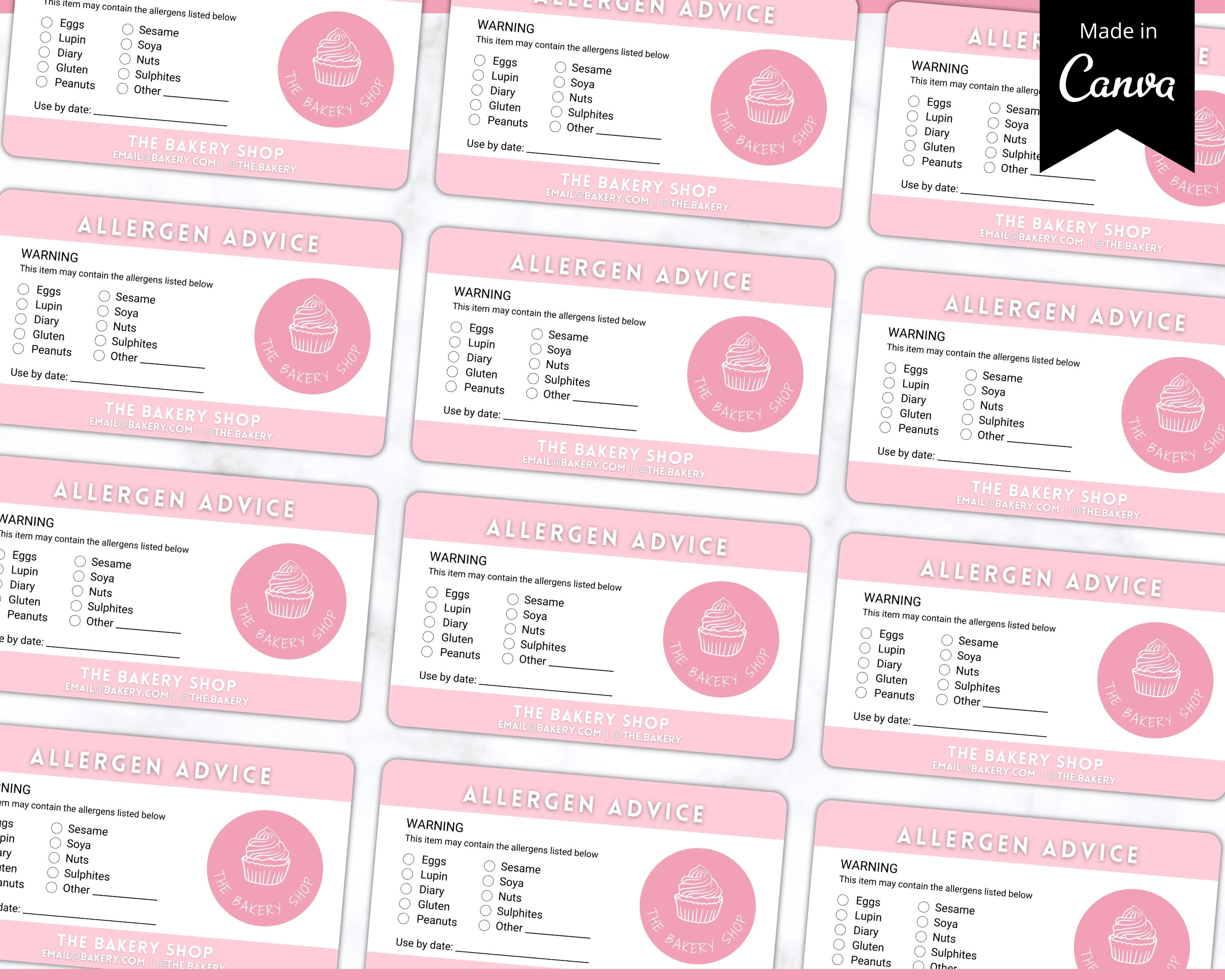 EDITABLE Allergy Label Template Allergen Label Allergy | Etsy UK