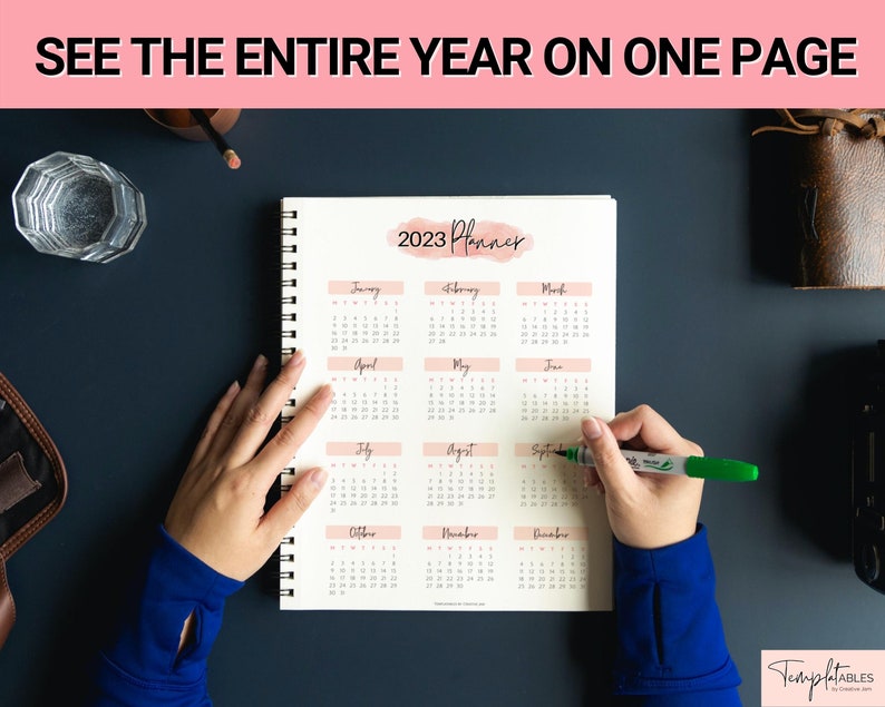 2023 Wall Calendar Printable Year at a Glance Calendar Year - Etsy