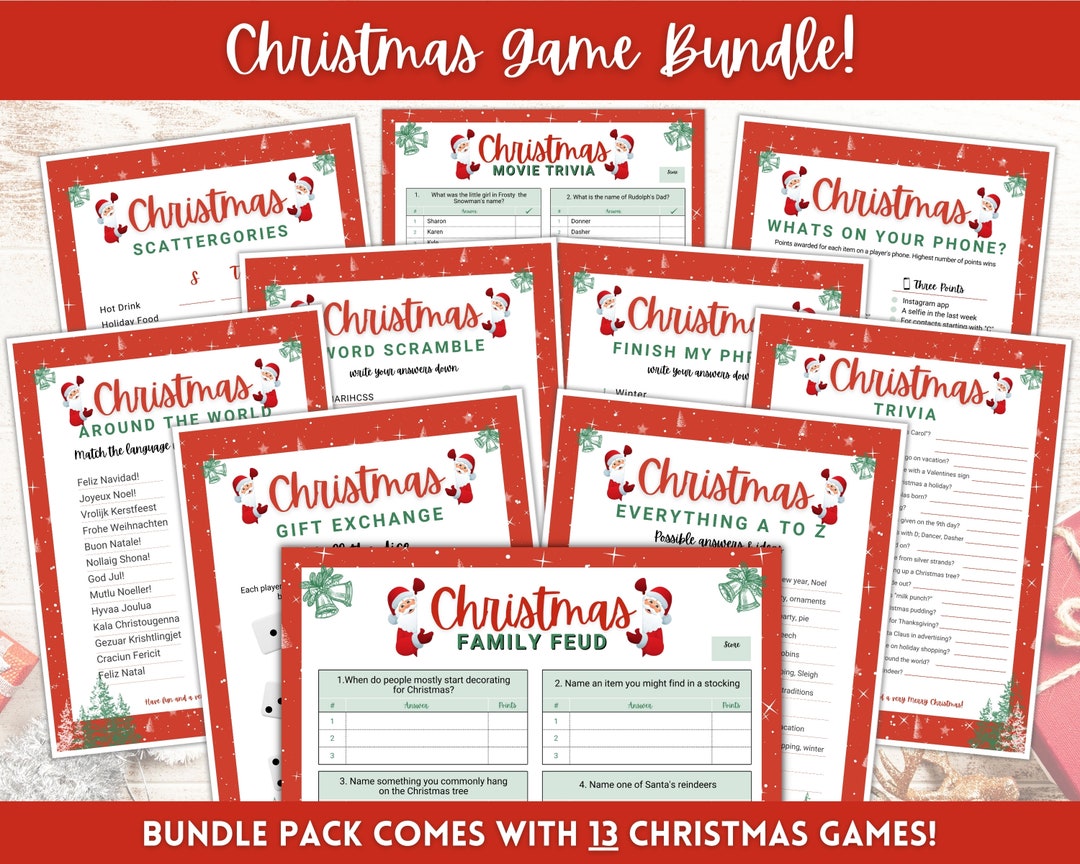Printable Christmas Games Bundle! 13 Holiday Games! Fun Family Activity ...