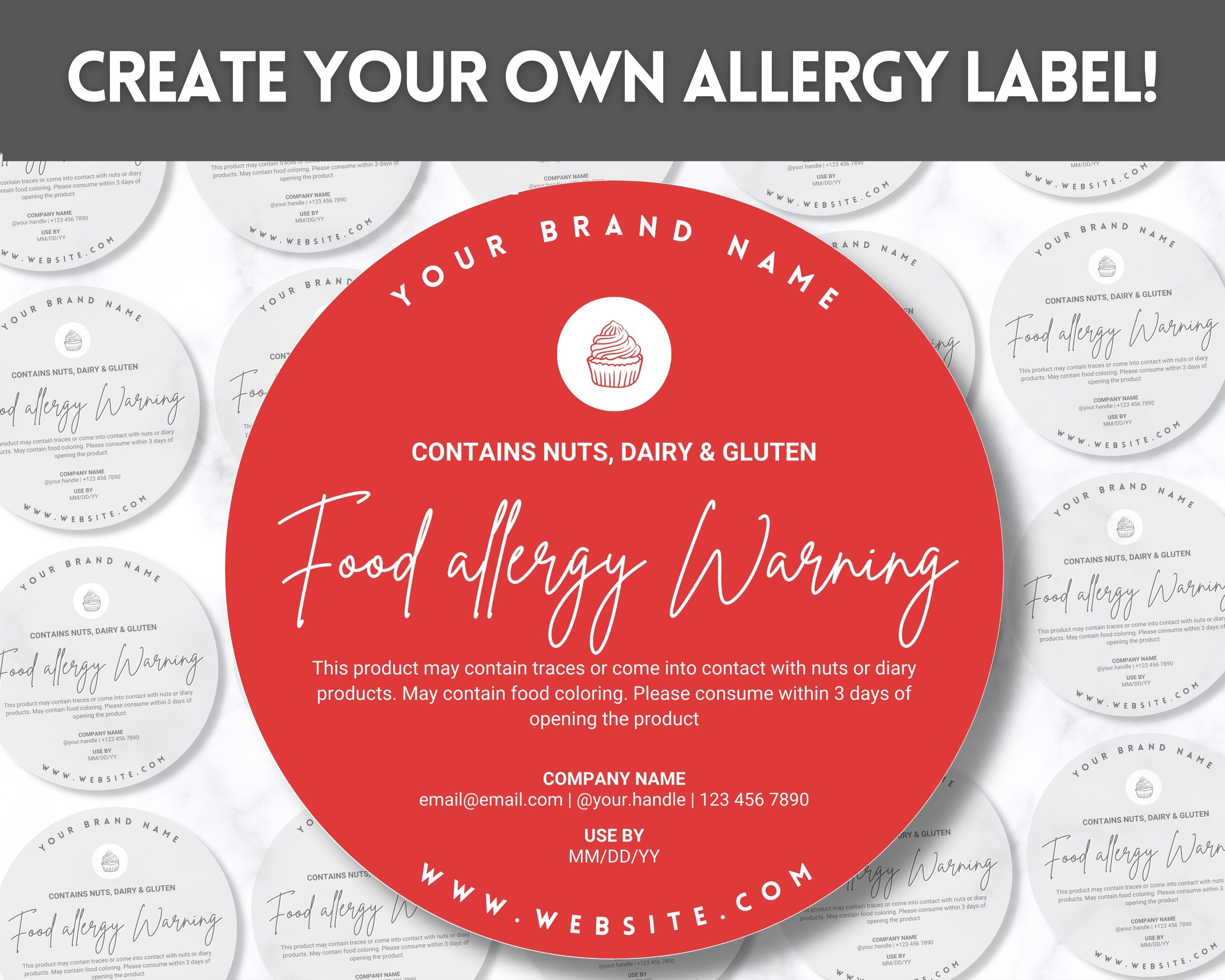 EDITABLE Allergy Label Template Allergen Label Allergy - Etsy UK