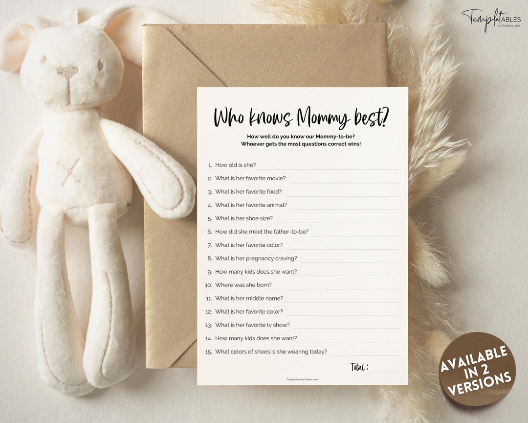 Baby Shower Games - Who Knows Mommy Best,printable Would She Rather ...