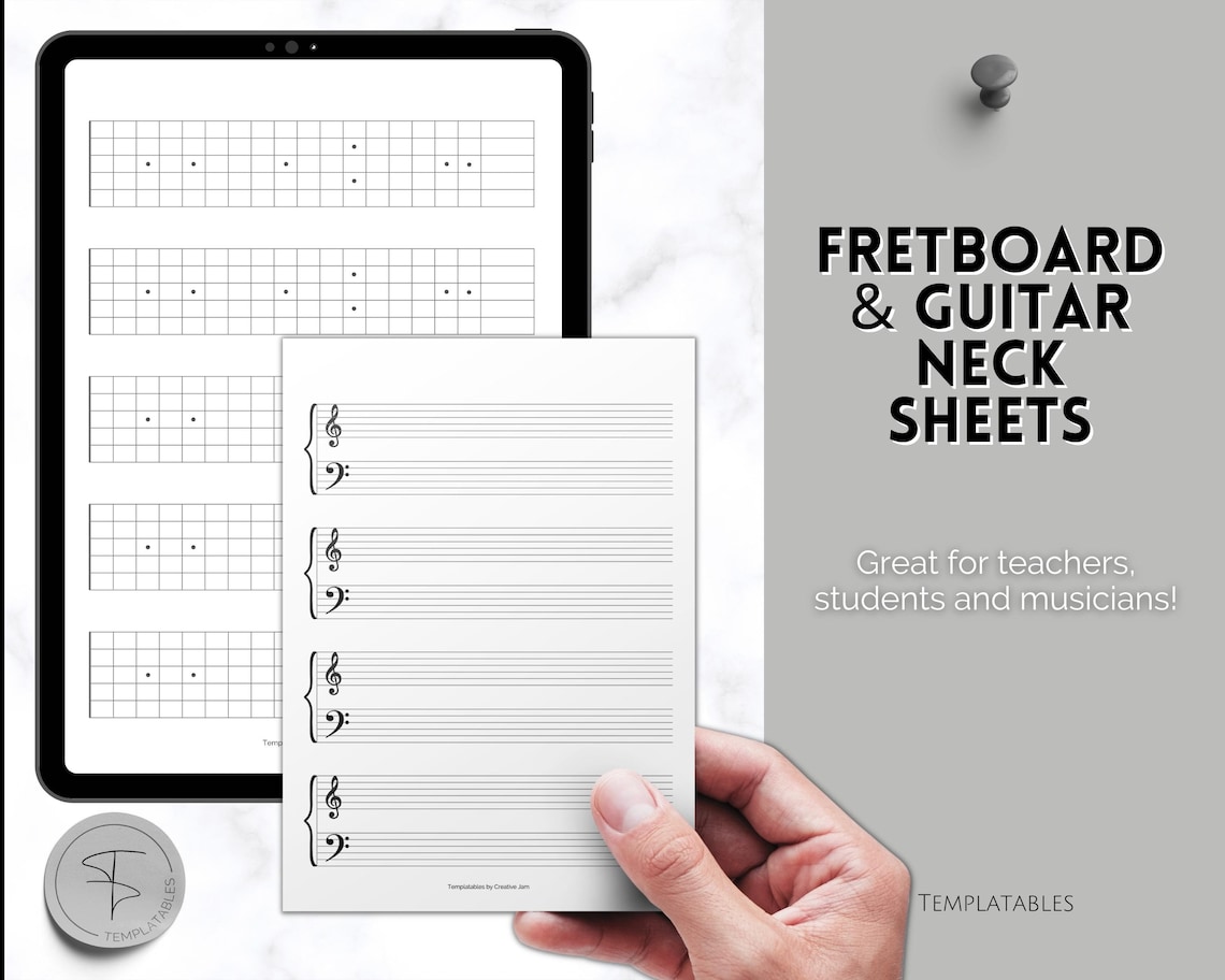 Guitar Practice Sheet BUNDLE, Printable Guitar Chord Sheets, Blank ...