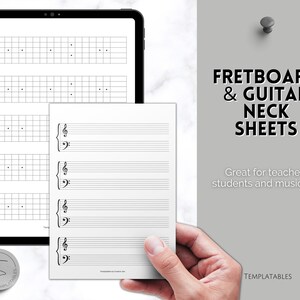 Printable Guitar Practice Sheet BUNDLE, Guitar Chord Sheets, Blank ...
