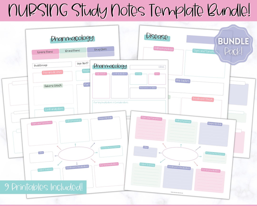Nursing Notes BUNDLE, Printable Nurse Student Study Guide, Concept Map ...