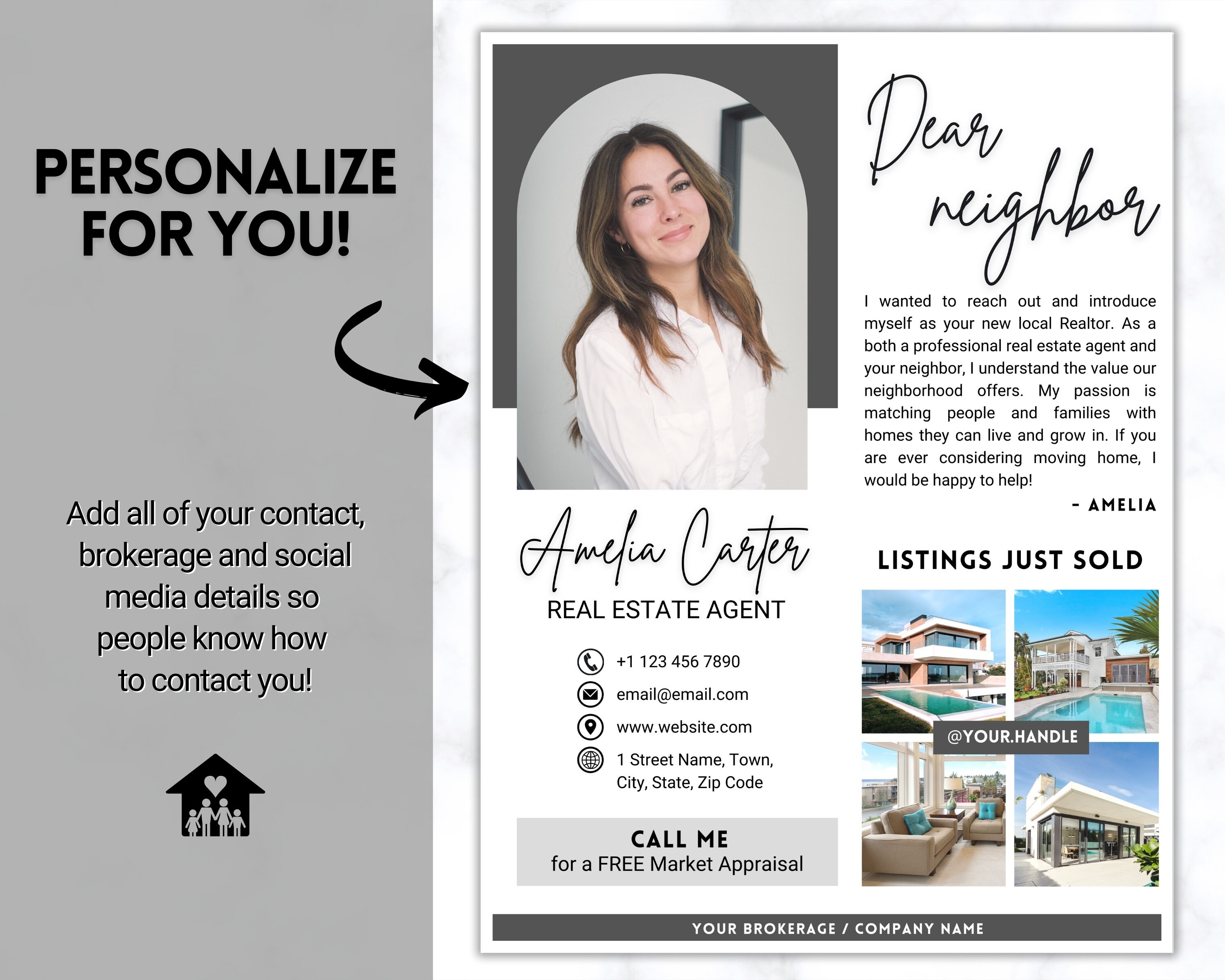Real Estate Agent Letter Realtor Introduction Template New - Etsy UK