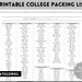 Printable College Packing List, Back to School, Packing Checklist ...