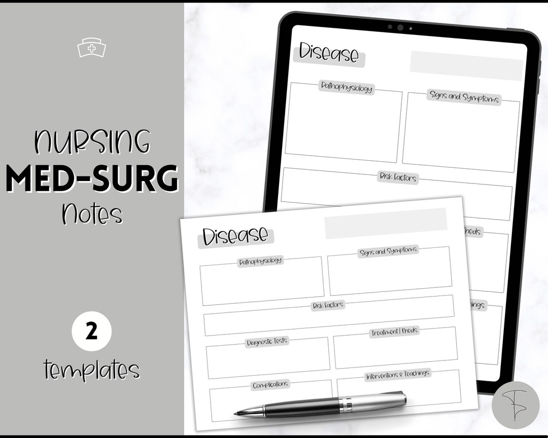 Nursing Patho Disease Template, Pathophysiology, Nurse Study Guide ...
