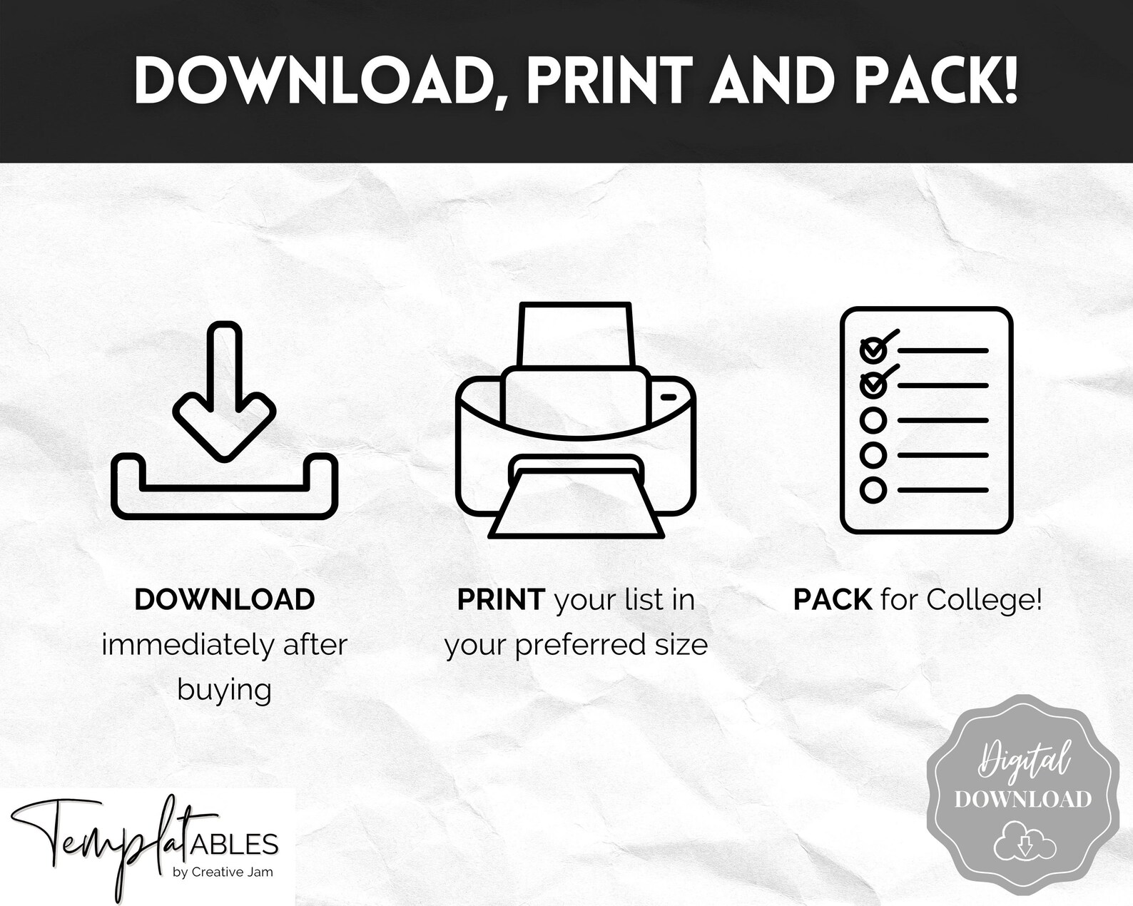 Printable College Packing List Back To School Packing Etsy
