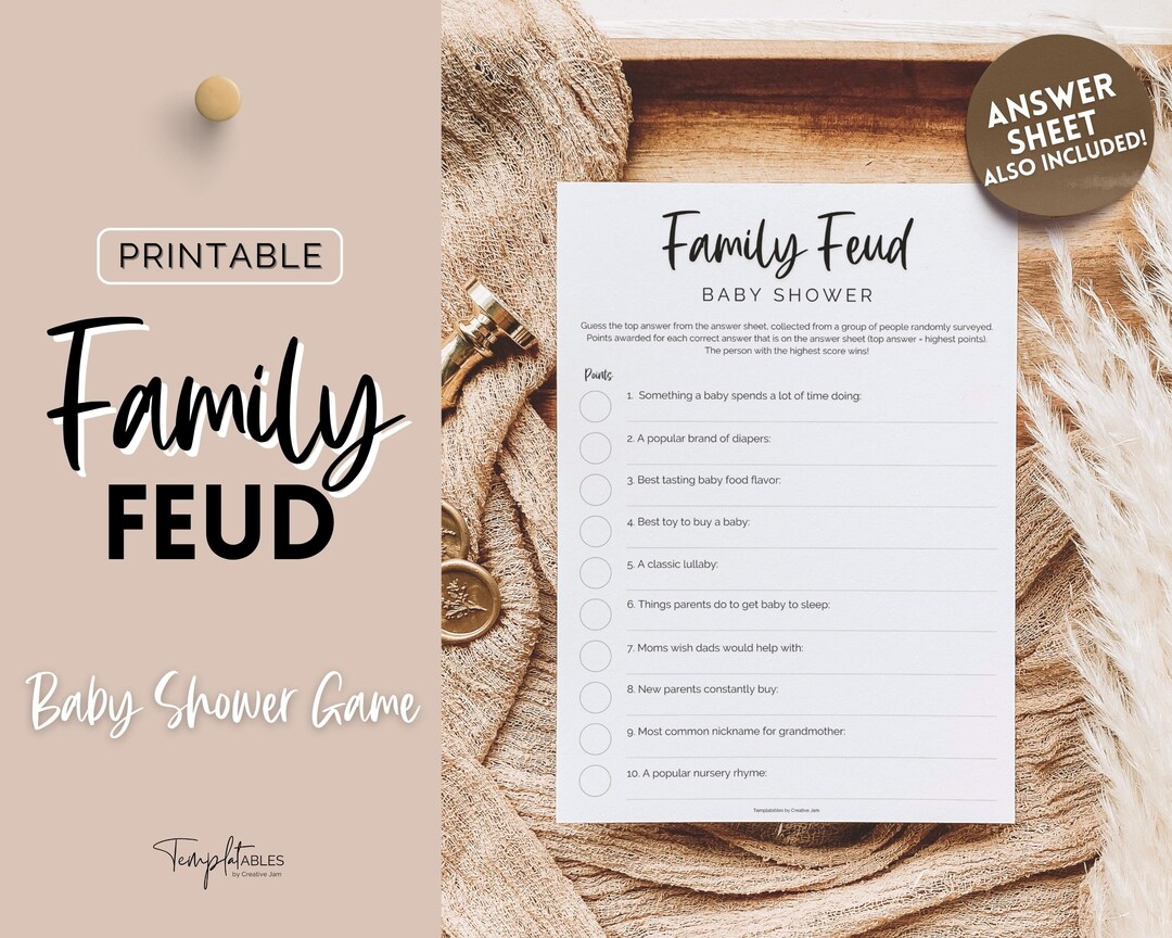 Baby Shower Feud Game, Baby Shower Games Printable Template, Gender ...