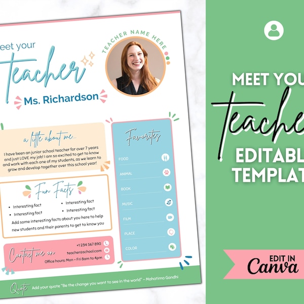 Meet the Teacher Christian Template - Etsy