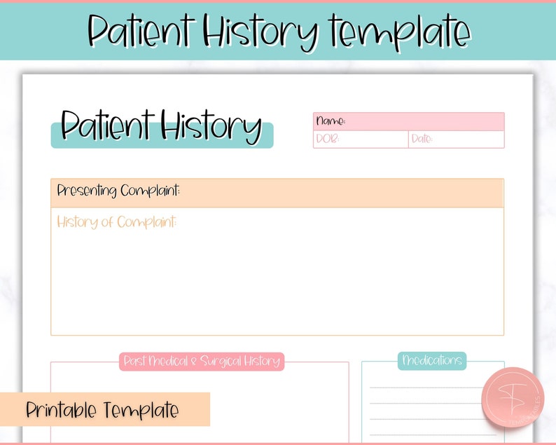 Patient History Sheet, Printable Medical History Patient Report Sheet ...