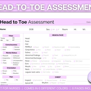 Nurse Head to Toe Assessment Sheet, Head-to-toe Assessment Guide ...